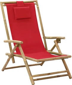 vidaXL Polohovací relaxační křeslo bambus a textil [41893] Barva: Červená