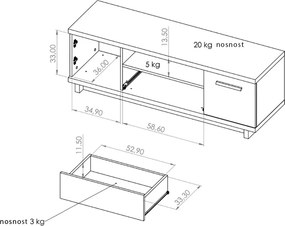 Obývací stěna INES s komodou | 236 cm + 135 cm + konferenční stolek  Ø 84 cm | artisan/černá