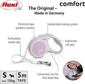 Flexi Comfort S pásek 5m růžové / Vodítko