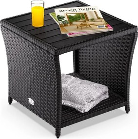 Casaria Polyratanový Odkládací stolek Vedis černý 45 × 45 × 40 cm