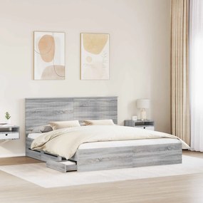 Rám postele s čelo Šedá Sonoma 180 x 200 cm Inženýrské dřevo 3411094