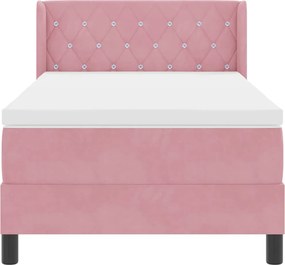 Postel s boxspringem s čelo Růžová 200 x 100 cm samet 3341407