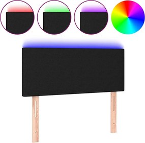 Čelo postele s LED černé 80 x 5 x 78/88 cm textil 3121308