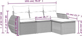4dílná zahradní sedací souprava s poduškami černá polyratan 3253602