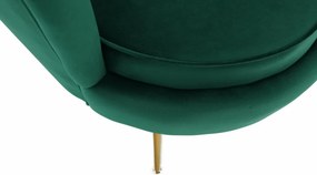Křeslo ve stylu Art-deco, smaragdová Velvet látka / gold chrom-zlatý, NOBLIN