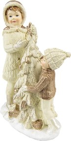 Vánoční dekorace děti u stromečku - 10*5*14 cm