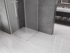 Mexen Velar, sprchový kout s posuvnými dveřmi 110 x 110 cm, 8mm sklo námraza, broušená ocel, 871-110-110-31-97