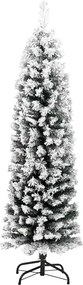 Úzký umělý vánoční stromek zasněžený zelený 150 cm PVC 320953