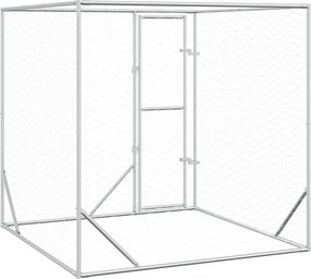 Venkovní psí kotec stříbrný 2 x 2 x 2 m pozinkovaná ocel 153674