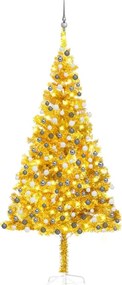 vidaXL Umělý vánoční stromek s LED a sadou koulí 240 cm PVC [3077506] Barva: Růžová