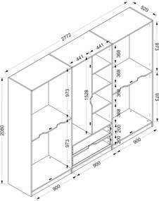 Šatní skříň Elina 270 cm grafit/ořech