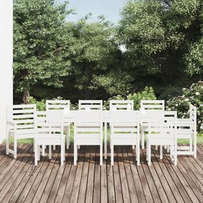 vidaXL 11dílný zahradní jídelní set bílý masivní borové dřevo