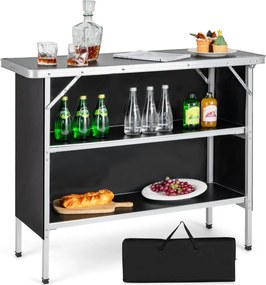 Costway Skládací hliníkový kempingový stůl se 2 patry Camping Cabinet, černý