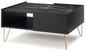 Konferenční stolek Harvest L97 (grafit černý + mramor black royal + zlatá). 1048357