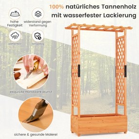 Costway Dřevěná vyvýšená postel s mříží a amp; Závěsná střecha a amp; Trellisový