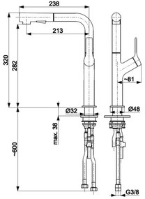 KFA Armatura 6623-220-22- Dřezová baterie s vytah. sprškou DUERO DESIGN nerez
