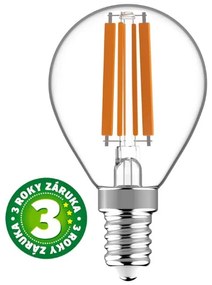 Prémiová retro LED žárovka E14 6,5W 806lm G45 teplá, filament, ekv. 60W, 3 roky