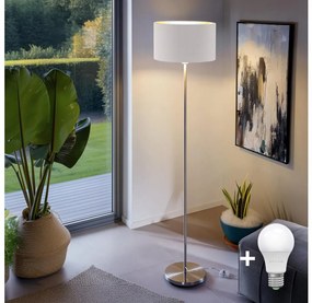 Eglo - LED  Stojací lampa TUNJA 1xE27/60W/230V matný chrom/bílá EG32513H