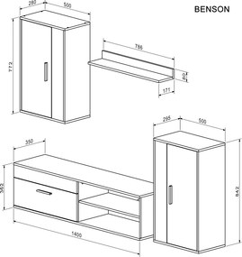 Sada obývacího nábytku Benson dub artisan/černá
