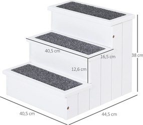 PawHut schody pro psy s kobercem a úložným prostorem, vstupní pomůcka z borovicového dřeva, bílé, 40,5x44,5x38cm pro malé psy | Aosom.de
