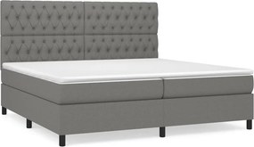 Box spring postel s matrací tmavě šedá 200x200 cm textil 3142042