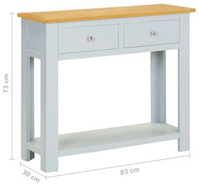 Konzolový stolek Fripp - masivní dřevo - světle šedý | 83 x 30 x 73 cm
