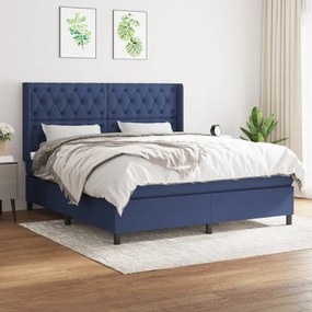 Box spring postel s matrací modrá 160x200 cm textil,  3131687