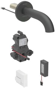 Geberit Piave - Elektronický umyvadlový ventil pod omítku, pro studenou vodu, bateriové napájení, easy to clean, matná černá 116.284.14.1