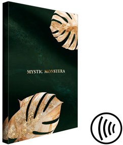 Obraz Listy Monstery (1-dílný) - krajina s rostlinným motivem a texty