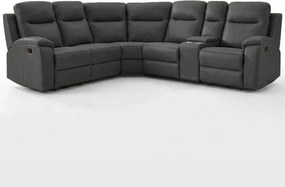 Sedací souprava MALAGA | 248x276 cm | UNIVERZÁLNÍ levá i pravá | s FUNKCÍ RELAX | tmavě šedá látka | EXTRA POHODLNÉ