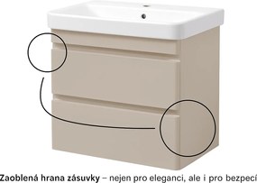 Kingsbath Vivace Mokko Air 80 závěsná koupelnová skříňka s keramickým umyvadlem