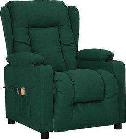 Elektrické masážní křeslo tmavě zelené textil 3098795