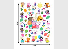 Dětská samolepka na zeď Prasátko Peppa Všichni Přátelé | 65 x 85 cm | DDK2357