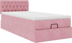 Osmanský rám postele s matrací růžová 100x200cm samet 3312679