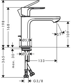 Hansgrohe Rebris S Umyvadlová baterie s výpustí, černá mat 72517670