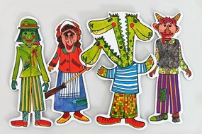 MARIONETINO Loutky pro děti - Drak, Čert, Ježibaba, Vodník - 4 ks