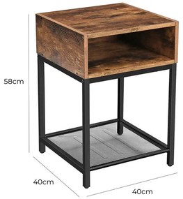 Noční stolek Pansy (hnědá, 40x58x40 cm)