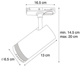 Moderní černé bodové svítidlo pro 1fázový kolejnicový systém vč. LED otočné a naklápěcí - Iconic Zoom