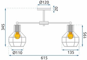 Toolight - Závěsné kovové stropní svítidlo 6xE27 60W APP735-6C, černá, OSW-08764
