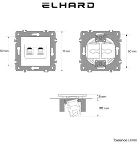 Elhard Datová zásuvka Royal 2xRJ45, bílá YK2122W