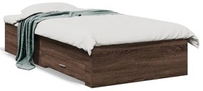 Rám postele se zásuvkami hnědý dub 90 x 190 cm kompozitní dřevo - Default Title
