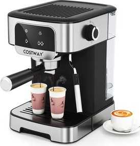Costway Espresso kávovar 20 Bar 1200 W Espressovač s parním napěňovačem mléka 18