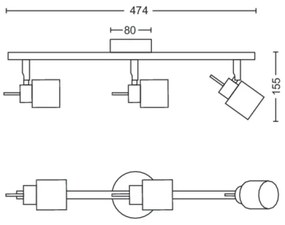 Philips - Bodové svítidlo MERANTI 3xGU10/35W/230V černá