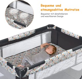 Costway 2 v 1 Cestovní postýlka a ohrádka – 125 × 65 × 76 cm