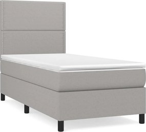 Box spring postel s matrací světle šedý 100 x 200 cm textil 3141673