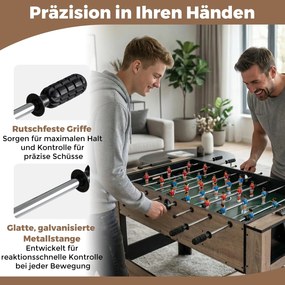 Costway 2 v 1 Otočný hrací stůl 124 cm Souprava stolního fotbalu a kulečníku