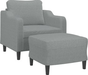 Křeslo s podnožkou světle šedé 60 cm textil 3201127