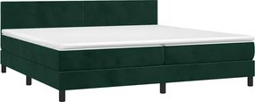 Box spring postel s matrací a LED tmavě zelená 200x200 cm samet 3134306