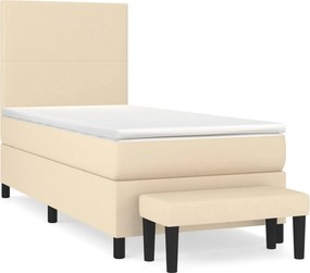 Box spring postel s matrací krémová 90x200 cm textil 3136410