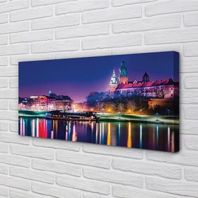 Obrazy na plátně Krakow City noc řeka 125x50 cm